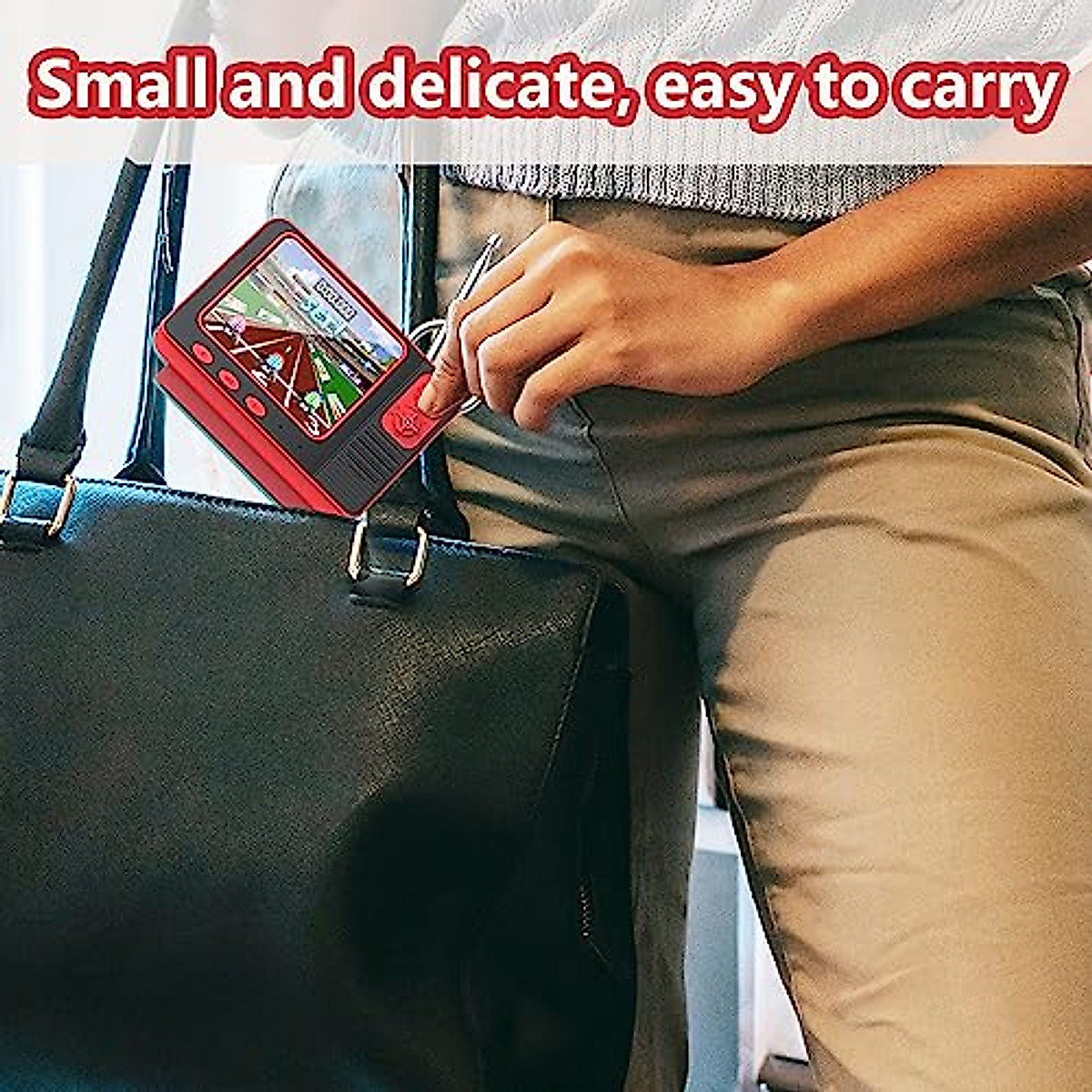 Retro Video Games Console for Kids Adults Built-in 308 Classic Electronic Game 3.0'' Screen Mini TV Games Console Support TV Output and USB Charging Birthday Xmas Gift for Boys Girl 4-12 (Red)