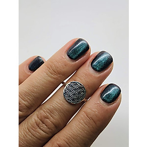 Flower of Life Ring Sterling Silver 925 Sacred Geometry Flower of Life Yoga jewelry Sizes Us 6 7 8 9 (7)