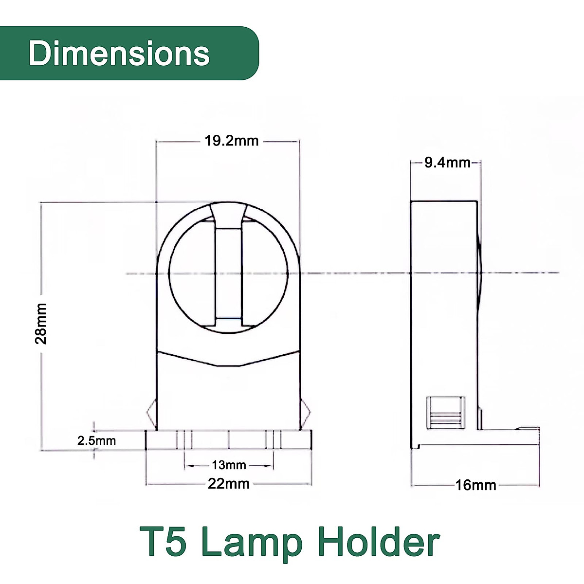 MZyoyo T5 LED Fluorescent Tube Lamp Holder Tombstone, Fluorescent Lampholder, T5 Bi-Pin Lamp Holder Lamp Socket Tube Accessory Lamp Aging Test, Pack of 20
