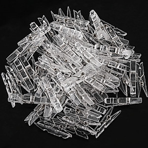 200pcs Mini Clothes Pins Photo Pictures Small Clips - Clear - Reusable
