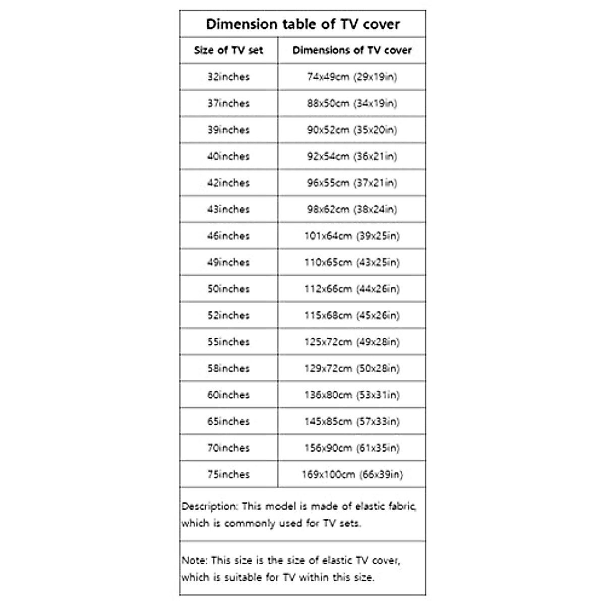 YIJIAFEIFEI Television Cover for Dustproof and Decorative Soft Polyester Fiber Tv Cover with Edge of Elastic Band LCD TV Display Dust Cover(Size:40 inches)