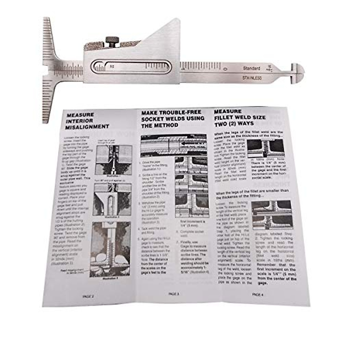 Necygoo Weld Gauge Set Hi-Lo Welding Gauge and 1/32-5/8 Inch 1-15mm Taper Gauge Stainless Steel Imperial Metric Measurement Welding Gauge