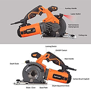 Circular Saw with Laser Guide 1000w 5-Inch Corded Circular Saws with 24T TCT blade for Woods, Tile, Soft Metal and Plastic