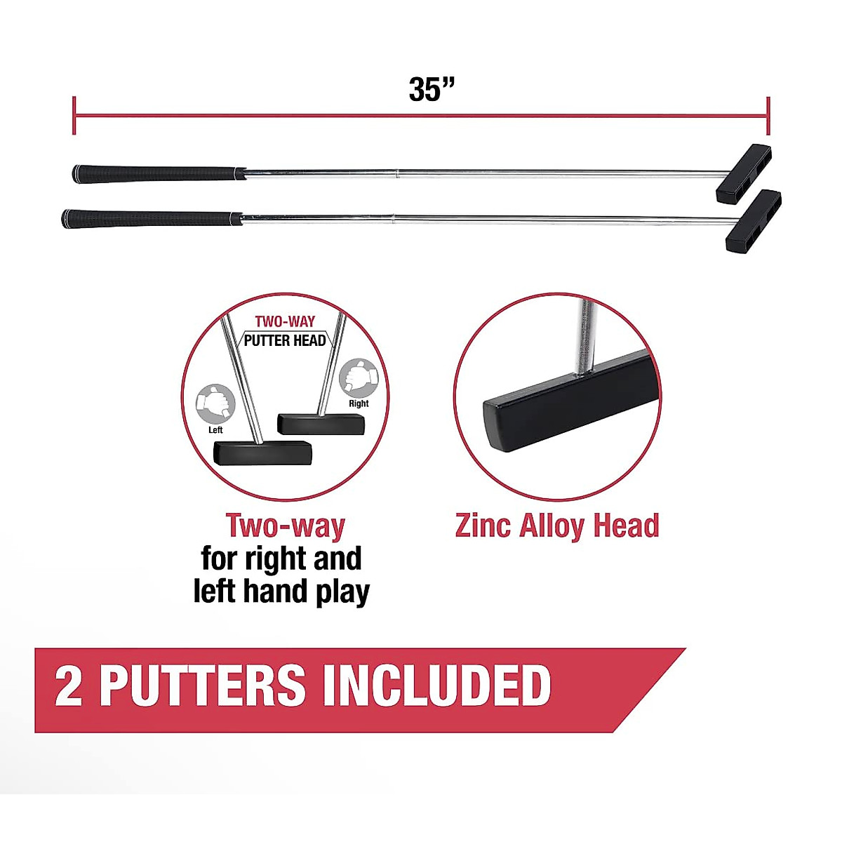 MD Sports Golf Pong Game Set, 100inch, Green, Includes 2 Putters and 4 Balls, Foldable