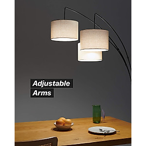 Brightech Trilage Arc Floor Lamp for Living Room, Multi Head Tree Floor Lamp for Bedroom, 3 Lights Standing Lamps Hanging Over The Couch - Black