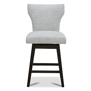 Watson & Whitely 360° Swivel Barstools Set of 2 for Kitchen Island, Easy to Clean Fabric Upholstered Counter Height Bar Stool with Back and Solid Wood Legs, 26" H Seat, White (Multi-Colored)