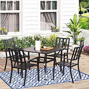 MFSTUDIO 2 Piece Patio Wrought Iron Dining Seating Chair - Supports 300 LBS,(Black)