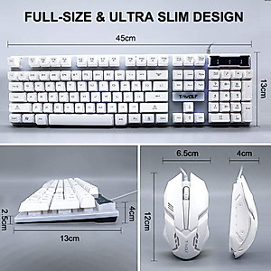 No/Brand Gaming Keyboard, Wired Keyboard with Mouse Combo, Gaming Player Kit with LED-Backlit Keyboard, Silent Gaming Mouse Kit for PC Laptops