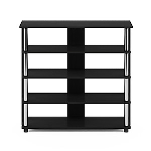 Furinno Turn-N-Tube 5 Tier Wide Shoe Rack, Americano, Stainless Steel Tubes