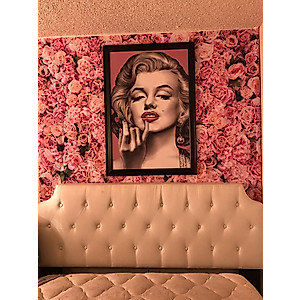 BINQOO 7x5ft Pink Rose Wall Background Mother Day Pink Flowers Backdrops Spring Tea Party Flowers Backdrop Girls Birthday Pink Princess Weeding Bridal Shower Pink Floral Anniversary Ceremony Decor