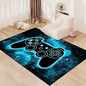 Gaming Video Game Area Rugs for Boys Teens Modern Cool Tech Style Gaming Room Home Decor Gamer Controller Gamepad Pattern Area Rug Floor Carpet Bathroom Mat for Leisure/Living/Bedroom