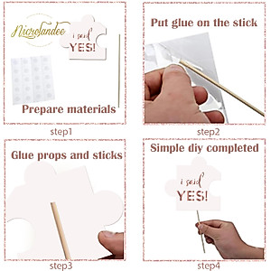 NICROLANDEE Wedding Photo Props Kit, 12 PCS Rose Gold Engagement Photo Props Accessories with Bamboo Sticks for Bride to Be Night Party, Fall Bridal Shower Wedding Favour Party Decorations