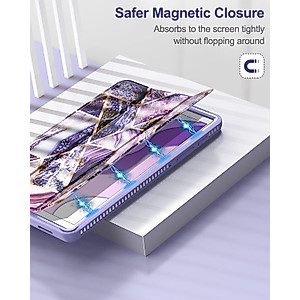 ONPINT Case for Samsung Galaxy Tab A7 Lite Case 2021 8.7 Inch (SM-T220 / T225 / T227),【Built in Screen Protector】 Lightweight Leather Case Full Body Smart Cover with Magnetic Trifold Stand-Purple