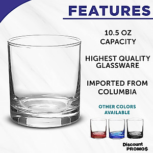 DISCOUNT PROMOS Lexington Rocks Whiskey Glass 10.5 oz, Set of 12, Bulk Pack - Perfect for Scotch, Bourbon, Whiskey, Cocktail - Clear