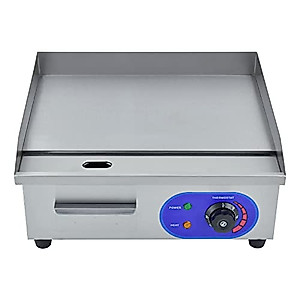 DULNICE 18" Commercial Electric Griddle Flat Top Countertop Griddle,1600W Stainless Steel Restaurant Grill with Temperature Control for Kitchen