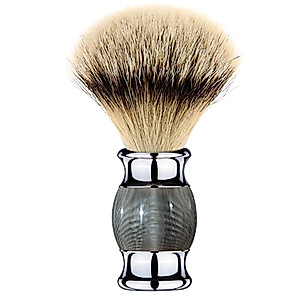Grandslam Finest Badger Shaving Brush with Resin Handle- Engineered for the Best Shave of Your Life (Gray)