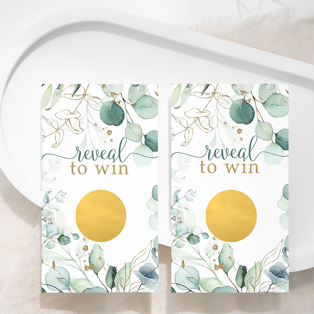 Gold & Greenery Scratch Off Game Cards (30 Pack) - Fun Bridal Shower Games, Modern Wedding Activities, Lottery Tickets for Door Prizes, Raffle Drawings, Instant Win Scratchers, Baby Shower Favors