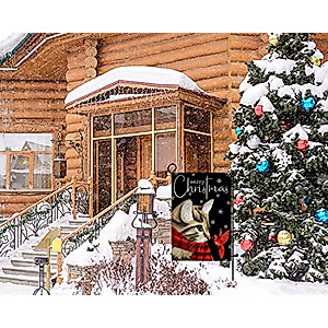 Christmas Cat Garden Flag 12x18 Vertical Double Sided Merry Christmas Cardinal Bird Farmhouse Winter Holiday Outside Decorations Black Burlap Yard Flag BW213
