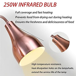 Free Standing Food Warming Lamp 2 * 250W Buffet Food Heating Lamp, 360°Adjustable Head for Buffet Kitchen Restaurant,Silver