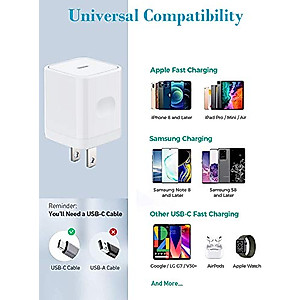 USB C Wall Charger, iPhone Fast Charger Block 2Pack 20W PD Power Adapter Compatible with iPhone 14/14 Pro/14 Pro Max/14 Plus/13 12 11 Pro Max/Pro/Mini/XS/XR/X, iPad Pro/Mini, Galaxy,Google Pixel 5/4/3