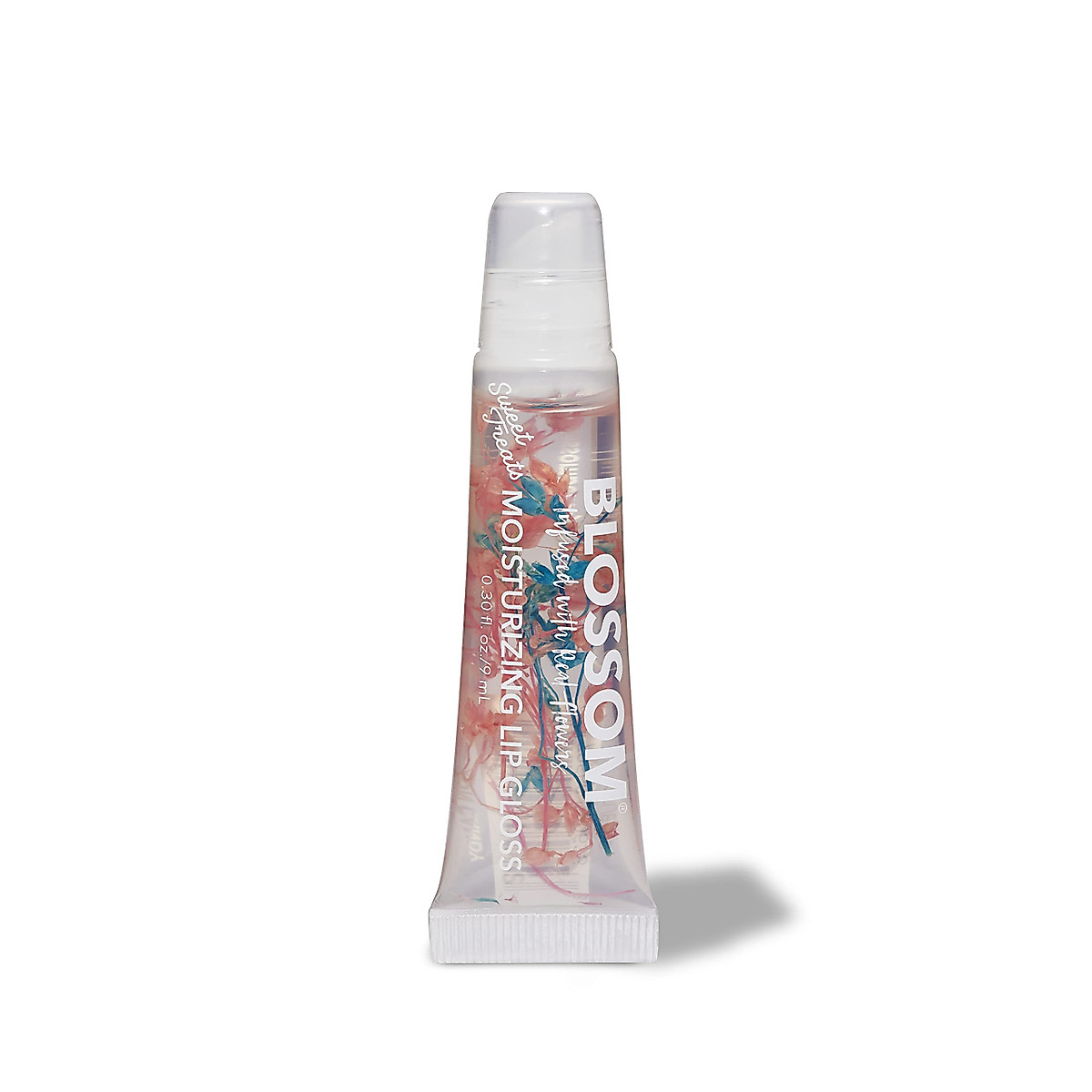 Blossom Flower Lip Gloss, High Shine Lip Gel, Scented, Thick Moisturizing Clear Lip Gloss Tubes with Nourishing Jojoba Seed Oil, Infused with Real Flowers, 0.3oz, Cotton Candy