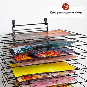 Art Drying Rack Hanging for Classroom | Small Hangable Paint Drying Rack | 8 Removable Shelves | Canvas Rack Art Storage | Painting Drying Rack with Hooks | Stack Rack for Painting, Drawings, And More