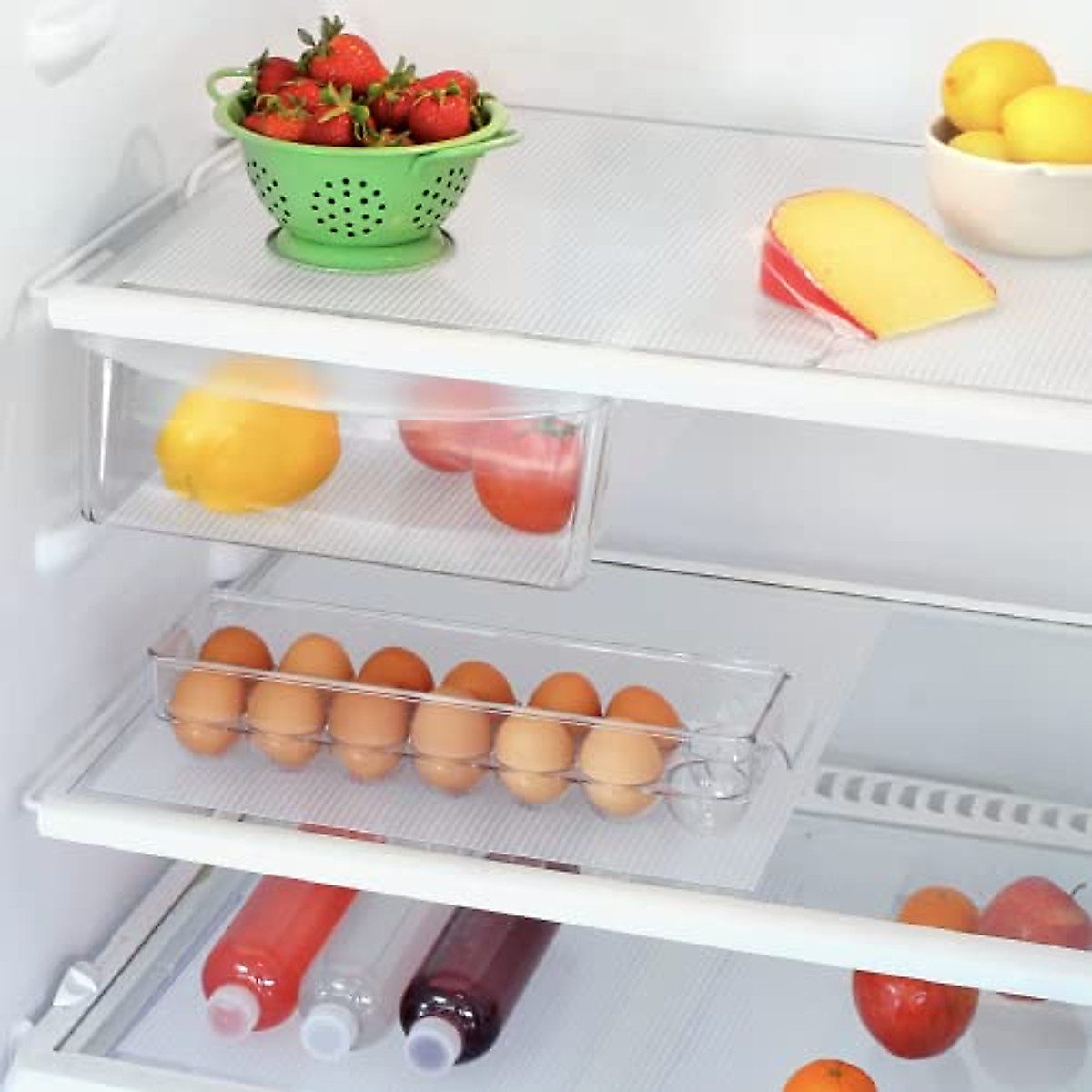 S&T INC. Shelf Liner Non Adhesive, Refrigerator Liner for Shelves Washable, Plastic Shelf Liner, 15 Inch x 16 Inch, Clear, 5 Pack