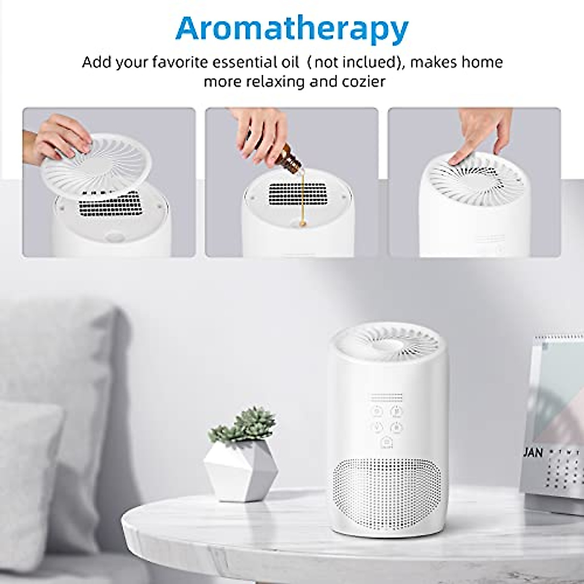 HEPA Air Purifiers for Home Bedroom, Smoke Air Cleaner with Fragrance Sponge, Lock Set, 99.9% Effective, Ultra Quiet HEPA Air Purifiers for Dust, Odor, Pet Dander