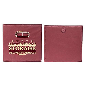 Je Cherche Une Idee 15 Litre Folding Storage Cube - Burgundy - 25cm x 25cm x 25cm