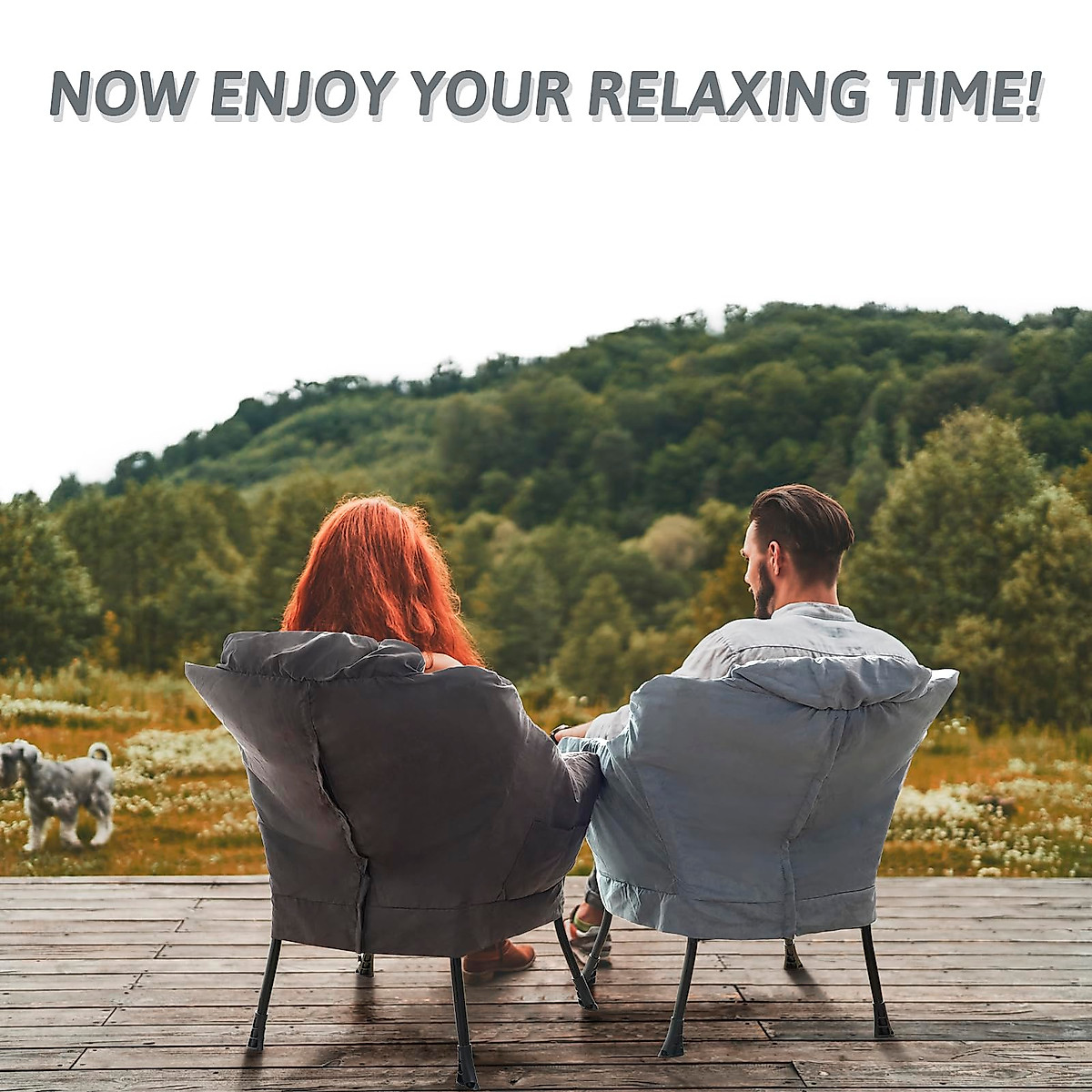 HIGOGOGO Lazy Chair and Folding Footrest Stool Set, Accent Chair for Living Room with Portable Ottoman, Sofa Chair Steel Frame Leisure Bedroom Chair and Anti-Slip Footstool, Brown