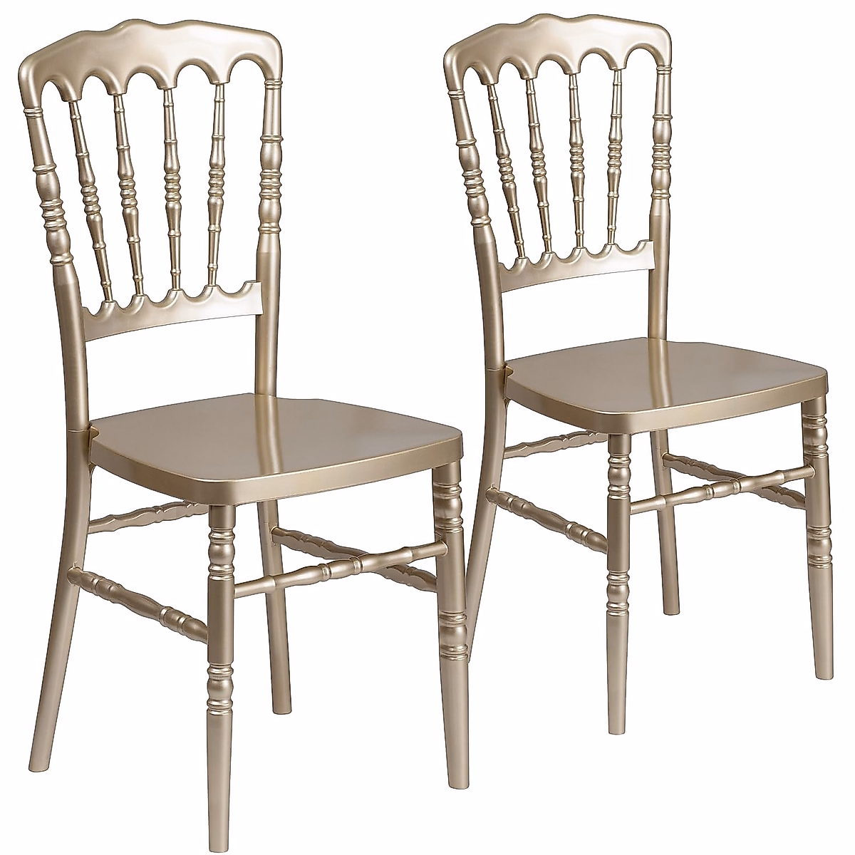 Flash Furniture 2 Pack HERCULES Series Gold Resin Stacking Napoleon Chair