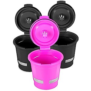 CHULUX Reusable Mesh Coffee Filter Cup 3-Pack Universal Single Serve Refillable Coffee Filters, Black + Purple