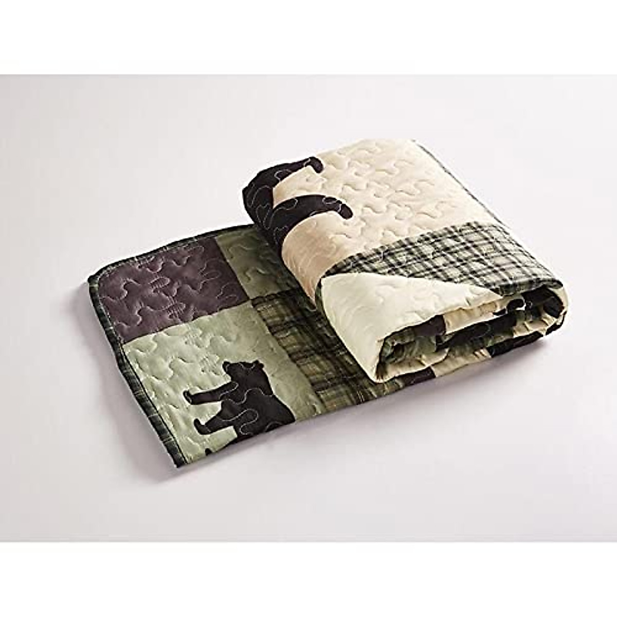 Virah Bella Quilted Throw Blanket 50" x 60" Bear Star Lightweight Throw Quilt Great for Loungers & Extra Bedding - Beautiful Lodge-Themed Blanket