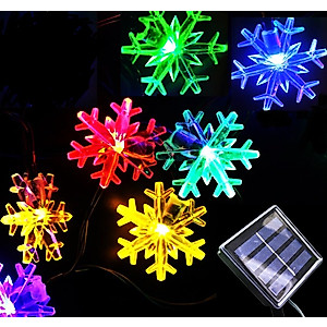 Inngree Solar Christmas Fairy String Lights 20 ft 30 LED 8 Modes Solar Snowflake Outdoor Waterproof Powered String Lights for Garden Patio Yard Home Christmas Tree Parties(Multicolor)