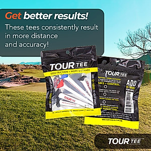 CMC Design Tour Tee Combo Pack - Frictionless Golf Tees for More Distance & Consistent Yards - Three 3.15” and Two 1.75” Golf Tees