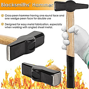 0004930-300 Blacksmiths' Tongs & 0000811-1000 Handmade Blacksmiths’ Hammer Assembled Bladesmith Tool Set for Beginner or Professional Blacksmith Making Farrier, Knife and Tool on Forging Anvil