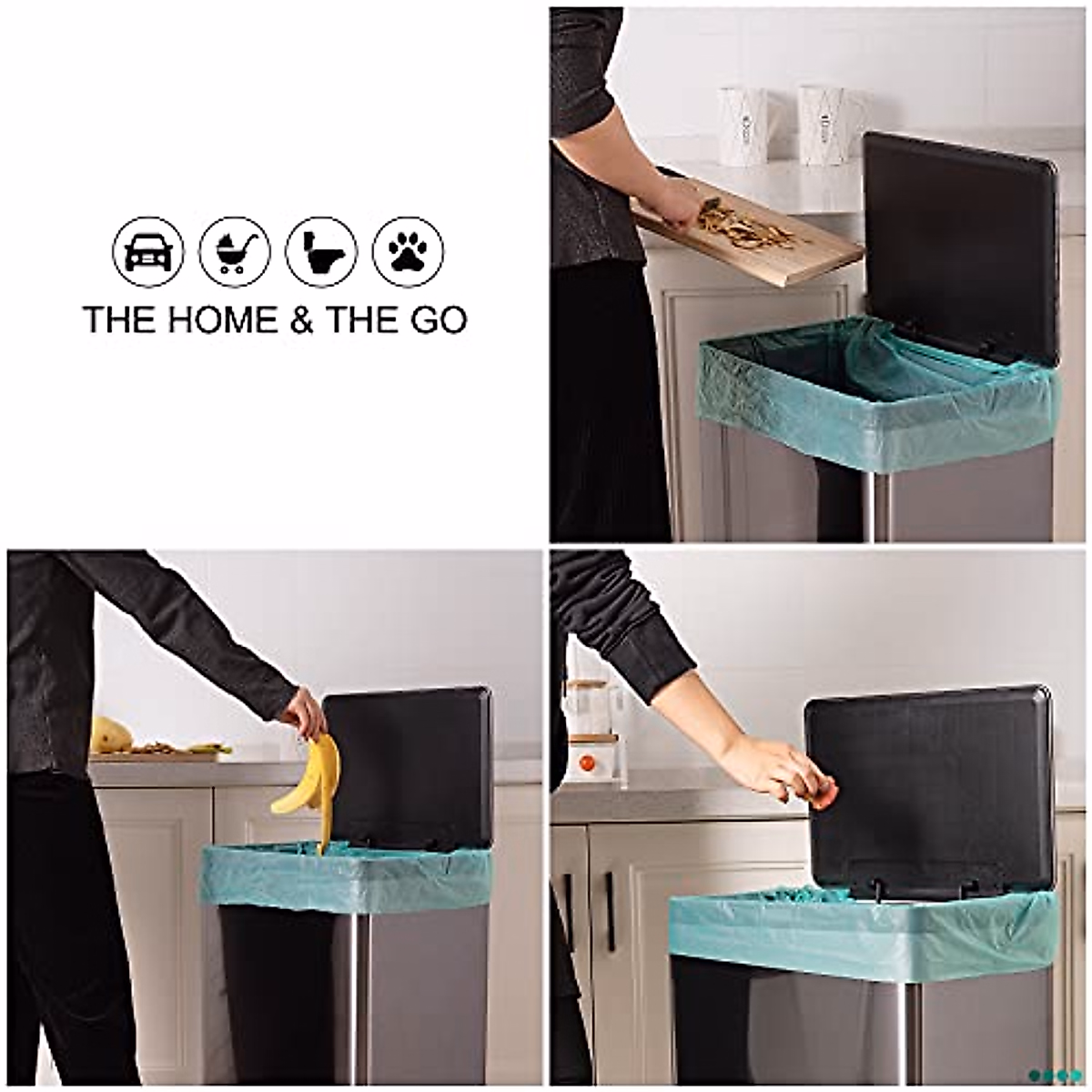 Eyliden 100% Compostable Trash Bags - 100 Count 30 Gallon(113L) Tall Kitchen Garbage Bags, Fallen Leaf Bag, Medium Wastebasket Bags for Yard Home Bedroom Office Indoor Outdoor Garbage Can