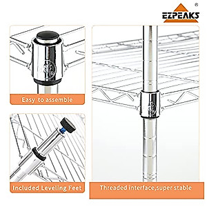 EZPEAKS Chrome 3-Shelf Shelving Unit with 3-Shelf Liners, Adjustable Rack, Steel Wire Shelves, Shelving Units and Storage for Kitchen and Garage (36W x 16D x 36H)