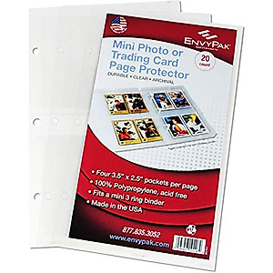 EnvyPak Platinum Series 4 Pocket Trading Card Page for Mini Binders - Pack of 20 Pages
