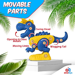 einatoys Take Apart Dinosaur Toys for Boys & Girls – Ages 3, 4, 5, 6, and 7 STEM Building Toys with Electric Drill – 3 Pc. Construction Building Toy Dinosaur Set – Fun and Educational Birthday Gift