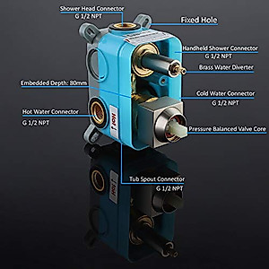 DoBrass Tub Shower Faucets Set Complete with Pre-embedded Valve, 10-inch Square Waterfall Shower Head System with Handheld Shower and Tub Spout, Bathroom with Bathtub, Wall Mounted, Brushed Nickel