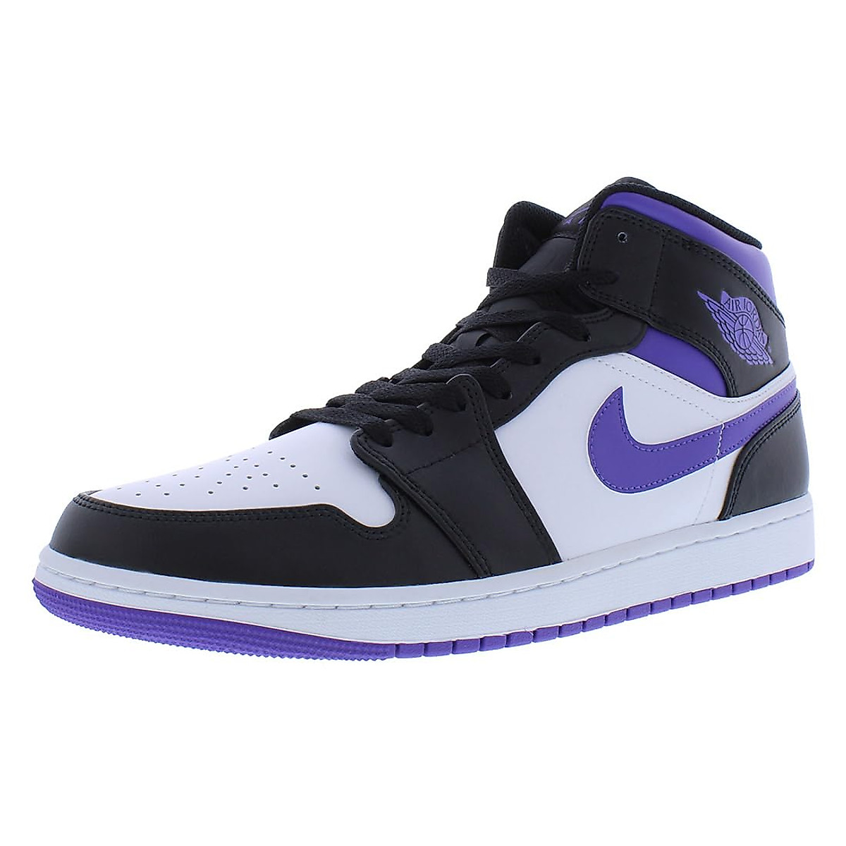 Nike Women's WMNS Air Jordan 1 Mid Trainers, Black Dark Iris White, 11.5 Men