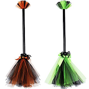 2 Pieces Halloween Witch Broom Plastic Broom Props Cosplay Broomstick for Halloween Costume Party Supplies