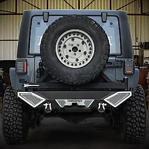 OEDRO Rear Bumper Combo Compatible with 2007-2018 Jeep Wrangler JK & Unlimited JKU (2/4 Doors), Off Road Full Width with Hitch Receiver & D-Rings & Paintable Armor