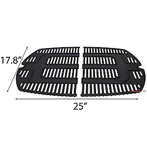 QuliMetal 65032 Grill Burner Tube & 7646 Grill Parts Cast Iron Cooking Grates for Weber Q300, Q320, Q3000 Series Gas Grills Accessories