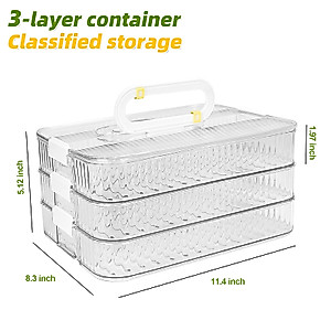 JOBVERT Deli Meat Container for Fridge, Lunch Meat Container for Refrigerator with Lids, 3 Layer Bacon Cheese Cold Cuts Storage Containers for Fridge Organizers and Storage