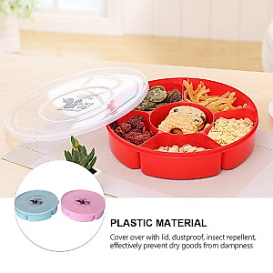 DOITOOL Handheld Dried Fruit Tray with lid, Sealed Box with lid, Snack Box, Candy Box, Food Storage Box, Divided Fruit Traywith 5 Compartment Dispenser