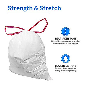 Reli. 2-4 Gallon Trash Bags Drawstring | 250 Count | 18"x 20" | Small Garbage Bags 4 Gallon - Drawstring Handles | White Trash Can Liners 2 Gallon - 3 Gallon - 4 Gallon | Small, Office Trash Bags