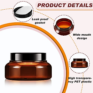 Didaey 36 Pack 5 oz Plastic Cosmetic Containers with Lids Labels Plastic Jars with Lids Travel Refillable Cosmetic Jars Containers for Lotions Body Scrub Body Butter Creams(Amber)