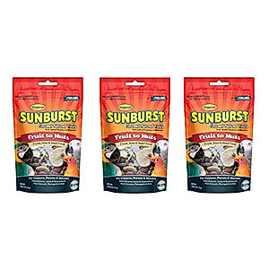Higgins 3 Pack of Sunburst Gourmet Natural Bird Treats, 5 Ounces Each, Fruits to Nuts Flavor, for Conures Parrots and Macaws
